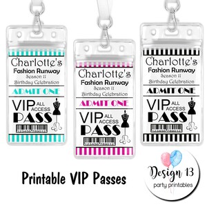 Fashion Runway VIP Pass Birthday Party 16 Color Choices Digital ...