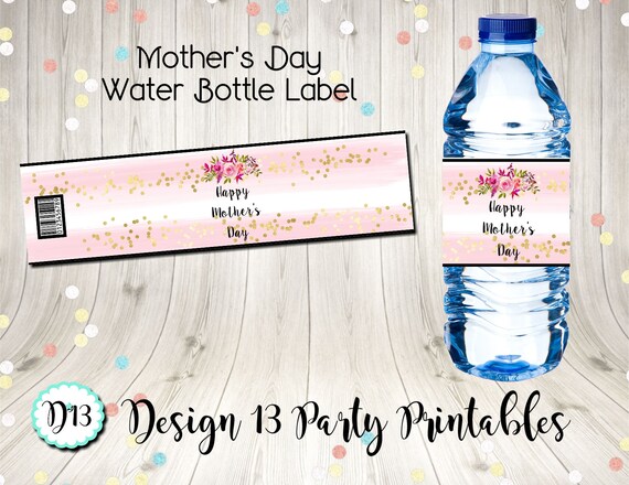 Mother's Day Water Bottle Labels Digital Printable Instant Download by ...