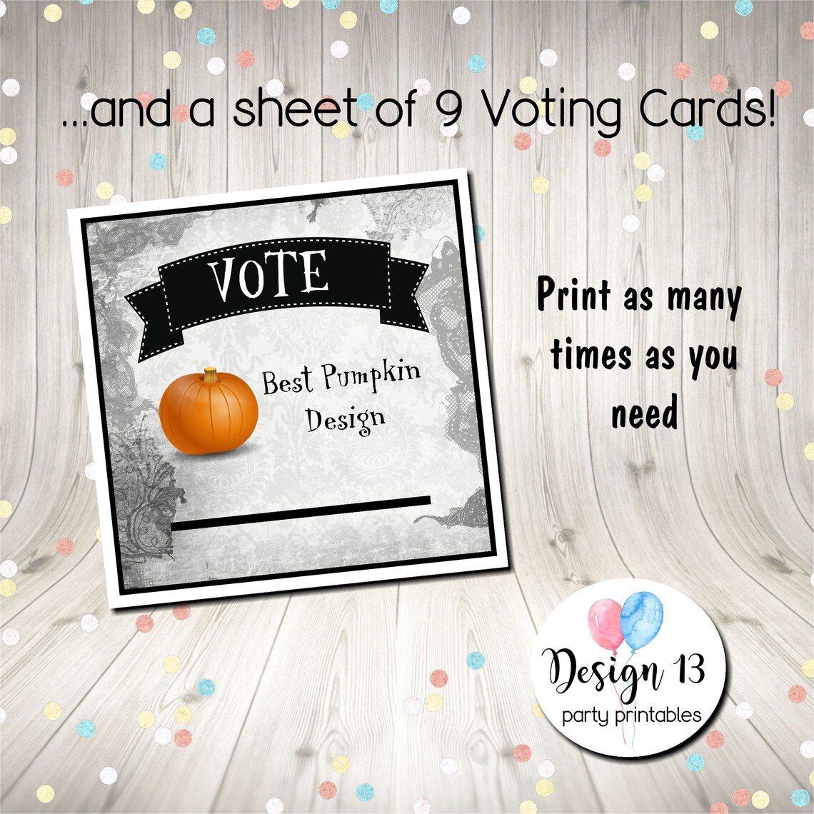 Pumpkin Carving Contest Voting Cards and Awards Digital - Etsy