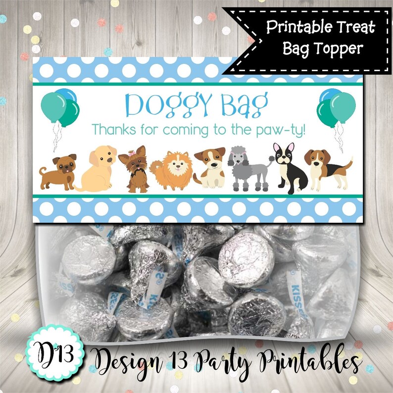 Puppy Party Birthday Treat Bag Topper Doggy Bag Pet Adoption - Etsy