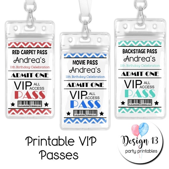VIP Pass Backstage Red Carpet Limo Pass Digital Printable by Design 13 ...