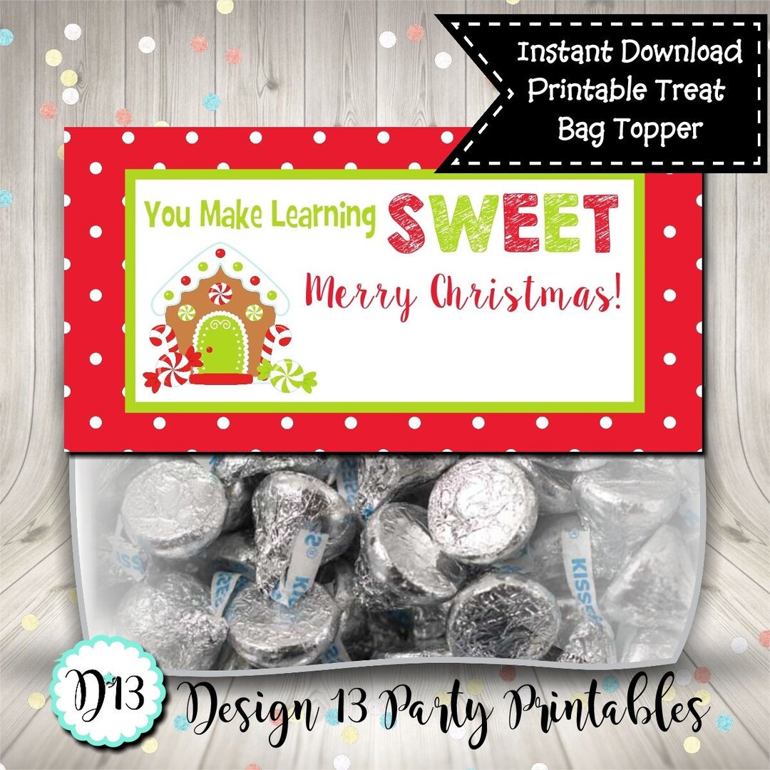 You Make Learning Sweet Christmas Treat Bag Topper Digital - Etsy