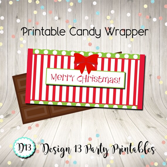 Merry Christmas Candy Wrapper Chocolate Bar Wrappers Print Your Own INSTANT DOWNLOAD By Design 