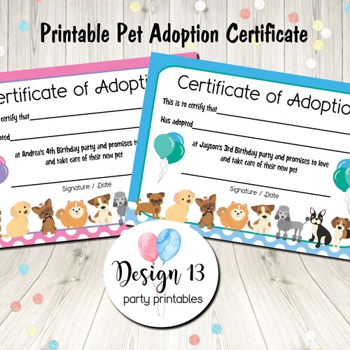 Puppy Birthday Party Adopt a Pet Sign Pet Adoption | Etsy