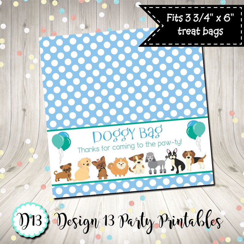 Puppy Party Birthday Treat Bag Topper Doggy Bag Pet Adoption - Etsy