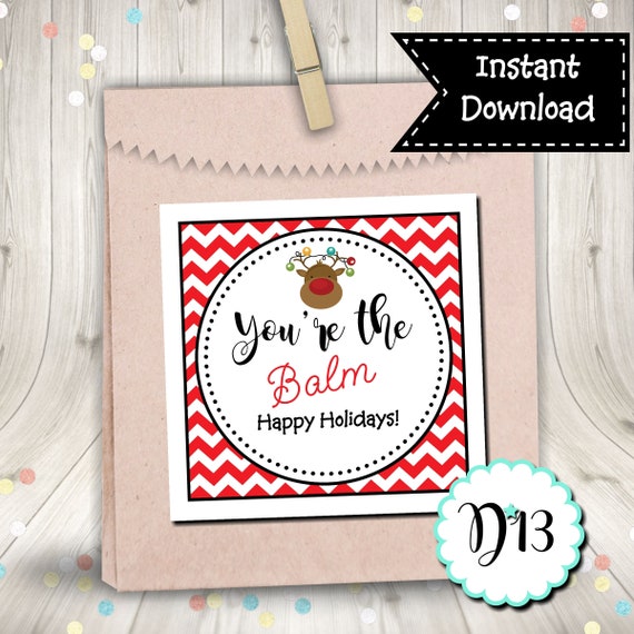 Holiday You're The Balm Favor Tag Gift Tag Thank You Tag Digital ...