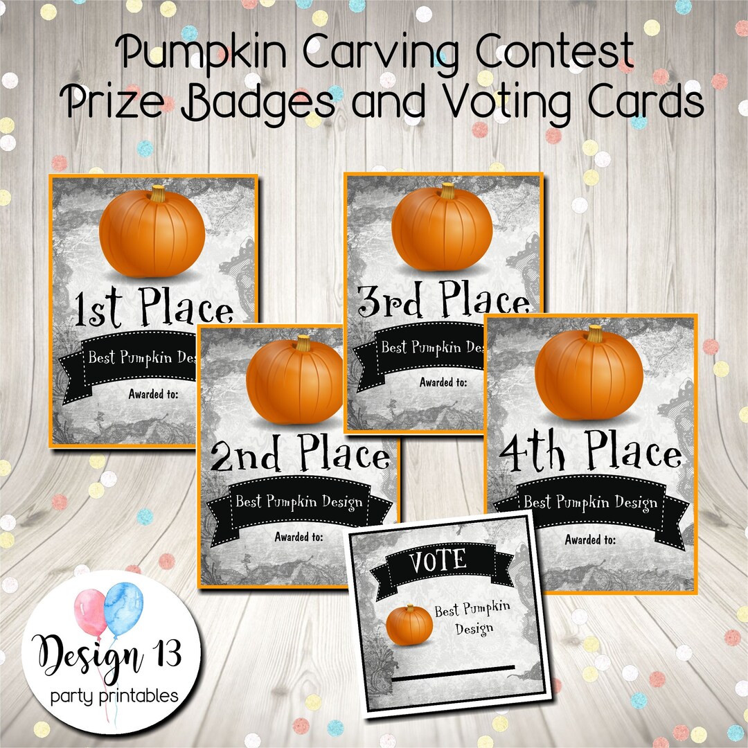 Pumpkin Carving Contest Voting Cards and Awards Digital Printable ...