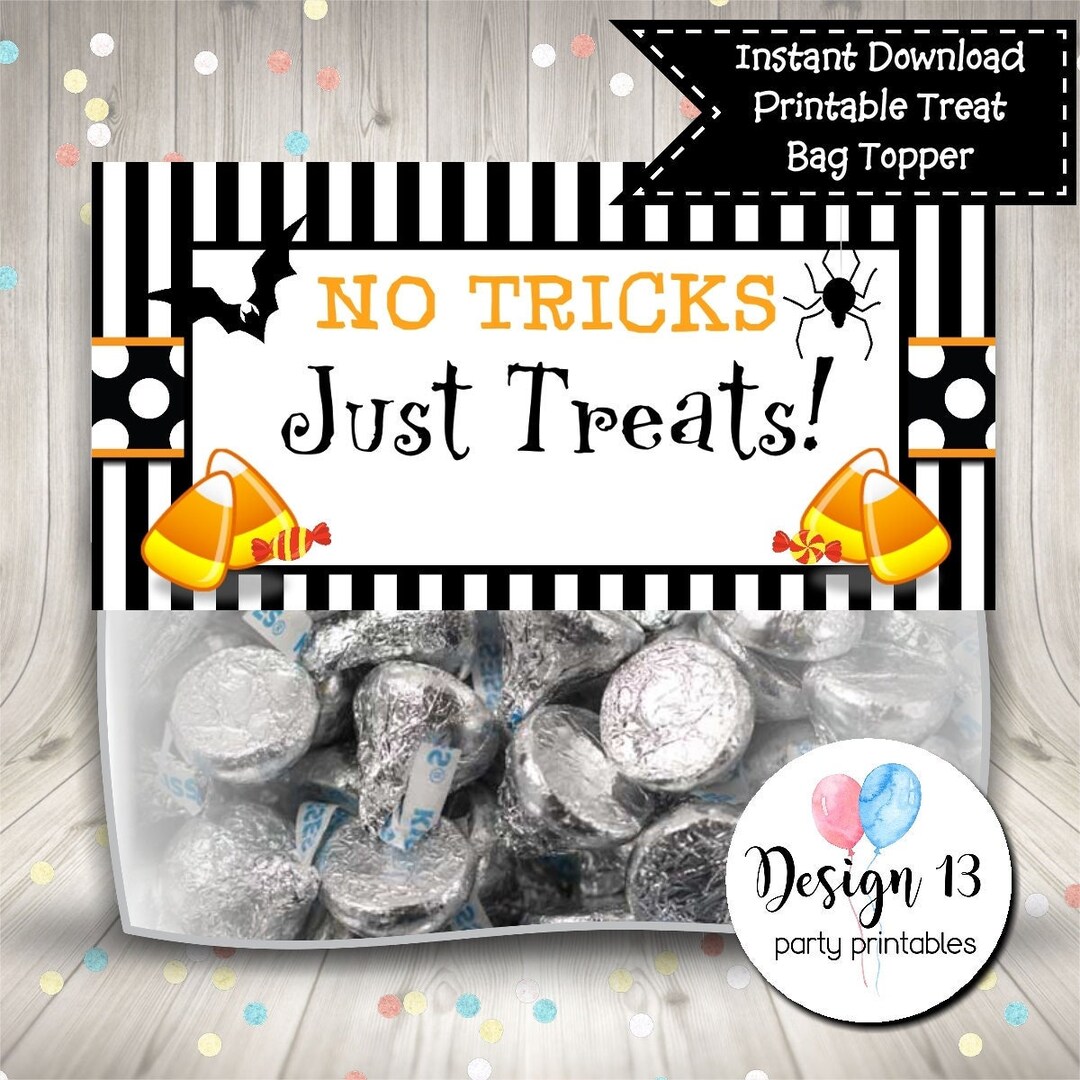 No Tricks Just Treats Halloween Treat Bag Topper Digital - Etsy
