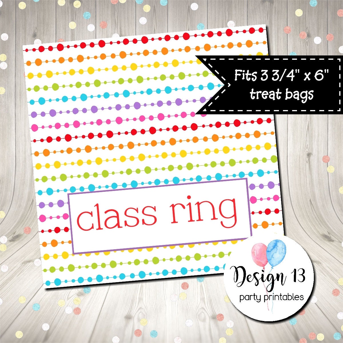 Ring Pop Class Ring End of School Year Treat Bag Topper - Etsy