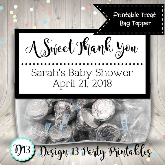 A Sweet Thank You Treat Bag Topper Black White Digital Printable by ...