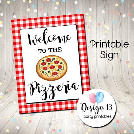 Pizza Party Pasta Party Sign Welcome to Pizzeria Birthday Digital ...