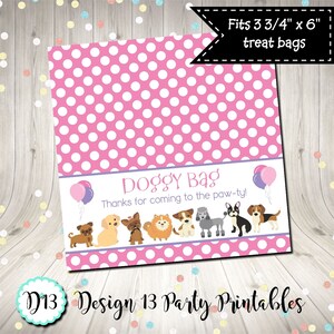 Puppy Party Birthday Treat Bag Topper Doggy Bag Pet Adoption Digital ...