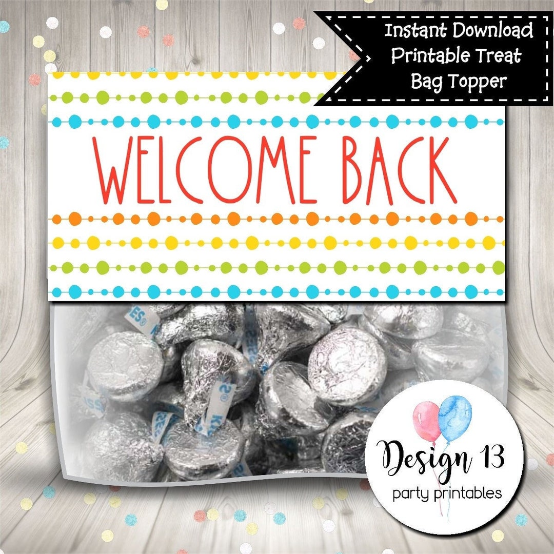 Back to School Treat Bag Topper Welcome Back Rainbow Digital - Etsy