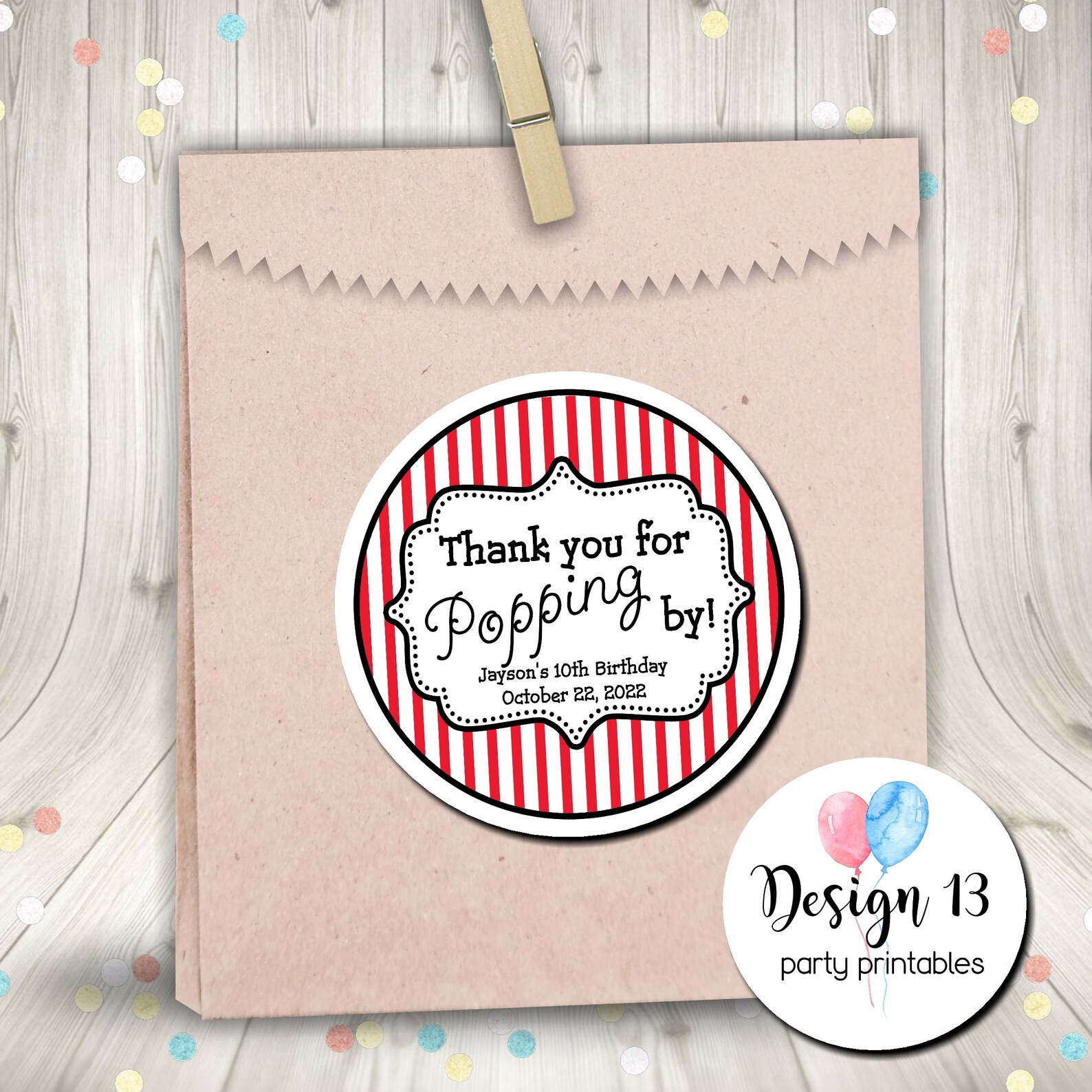 Thank You for Popping by Popcorn Label Favor Tags Circle Tags - Etsy