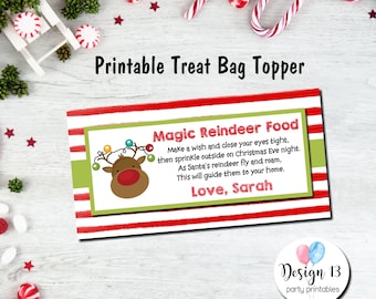 Reindeer Food Christmas Treat Bag Topper Digital Printable | Etsy