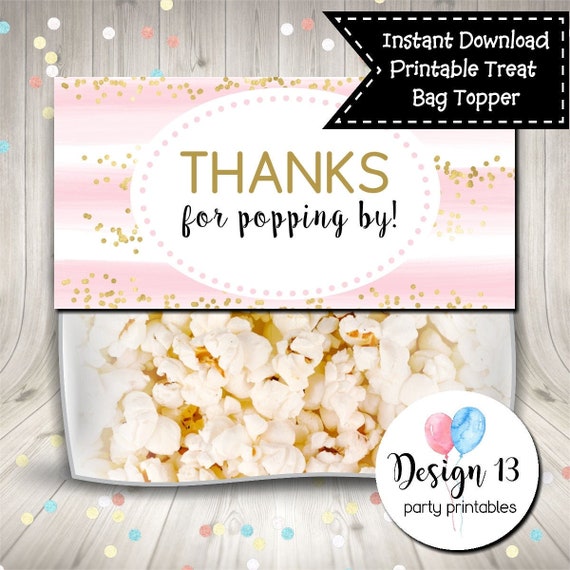 Thanks For Popping By Treat Bag Topper Digital Printable INSTANT ...