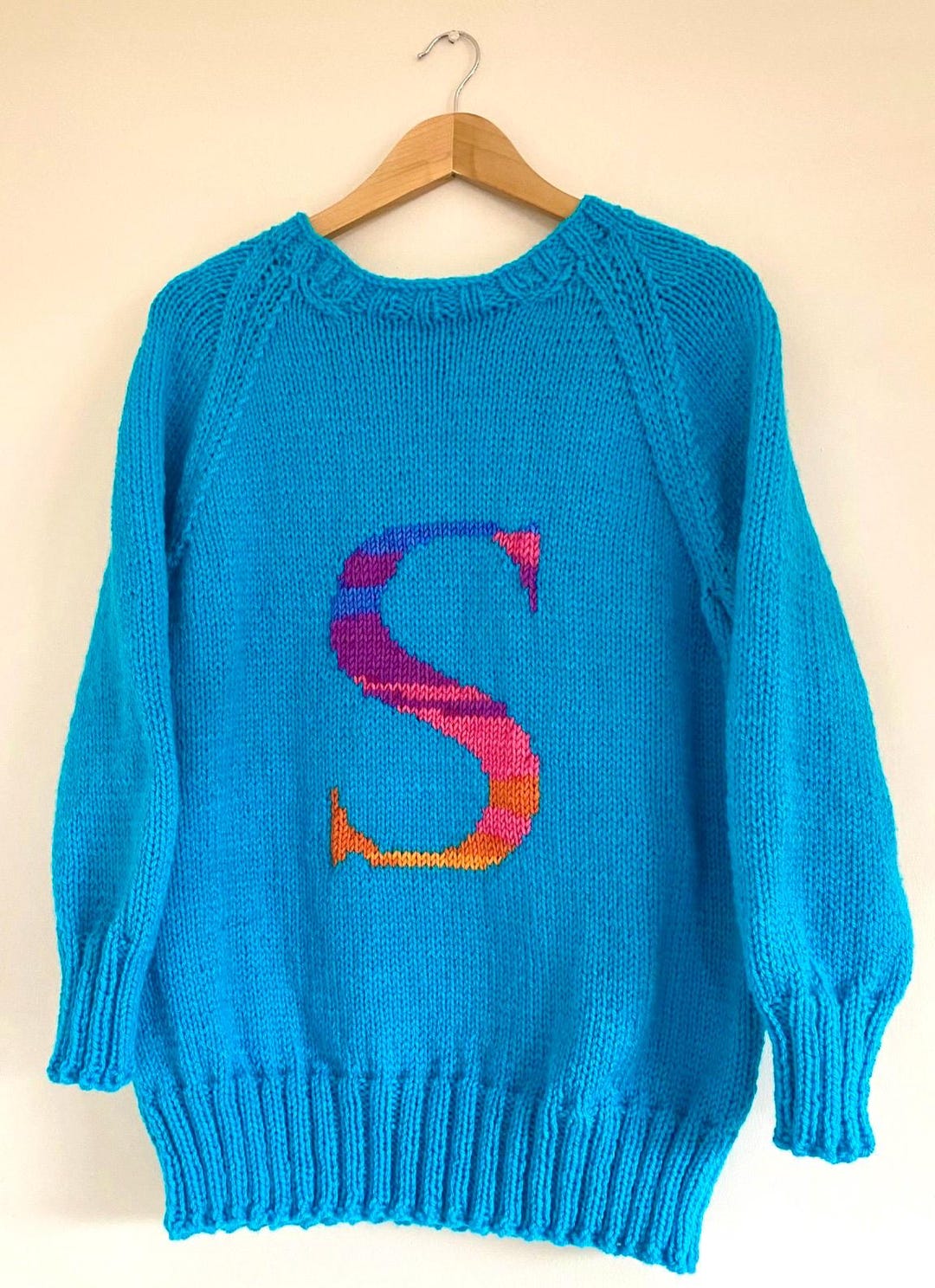Letter S Sweater, Knitting Pattern, Sizes Small, Medium and Large ...