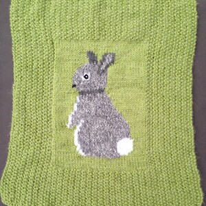 Rabbit baby blanket knitting pattern. | Etsy