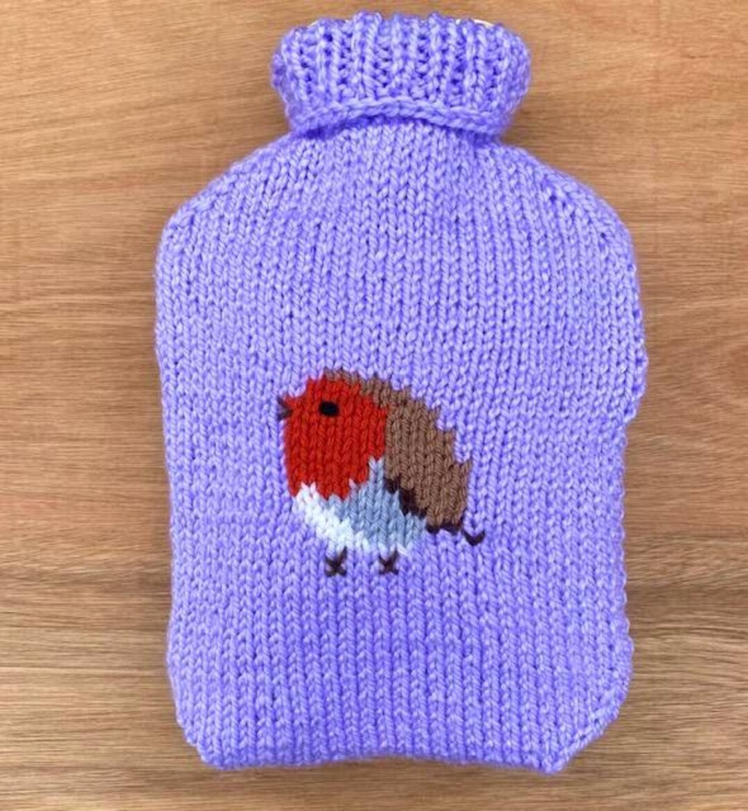 Robin Hot Water Bottle Cover, Hand Knitted - Etsy