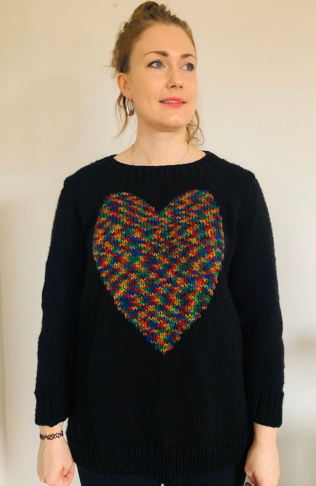 Heart Sweater, Knitting Pattern, Chunky/bulky Weight Yarn, Small to ...