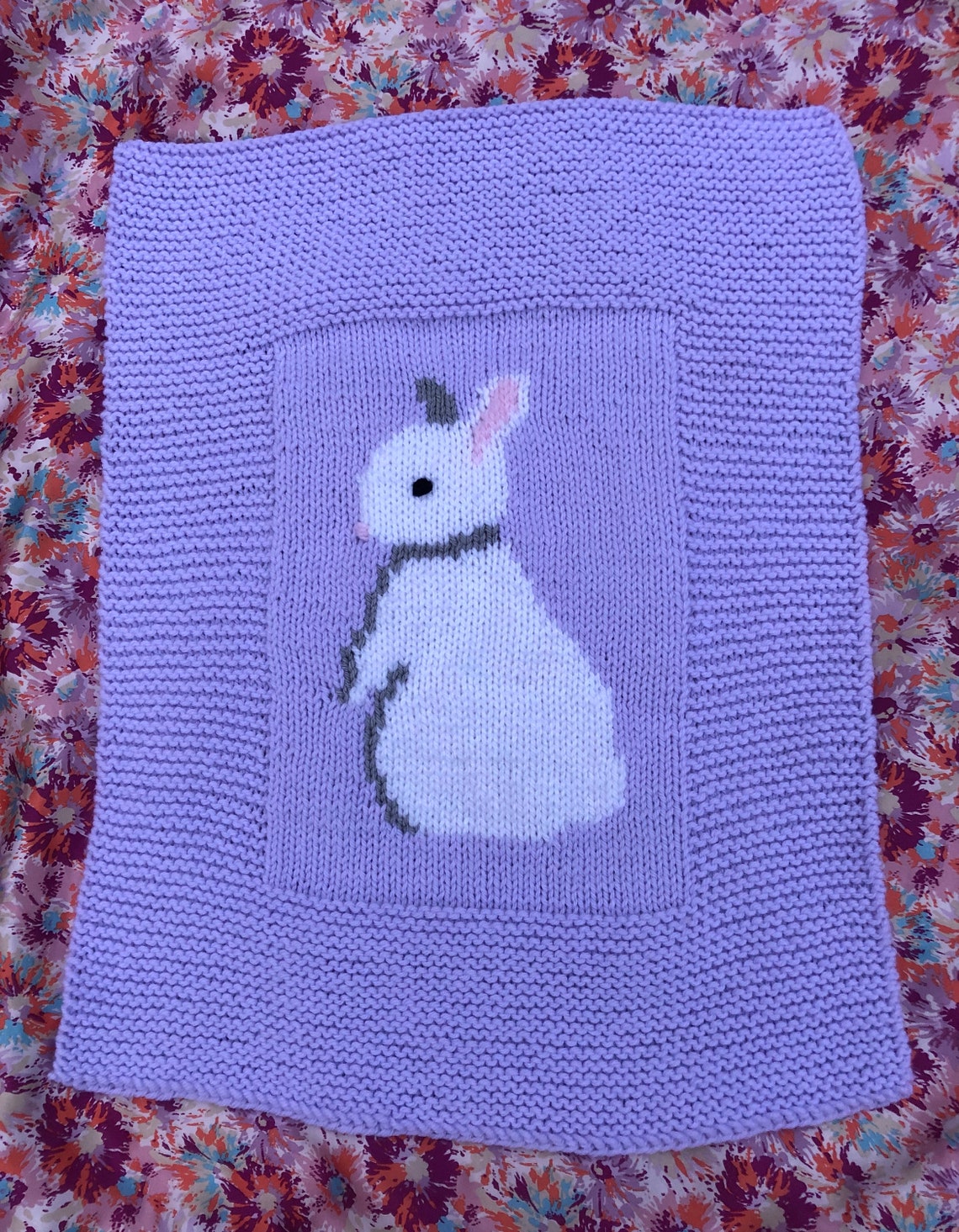 Rabbit baby blanket knitting pattern. | Etsy