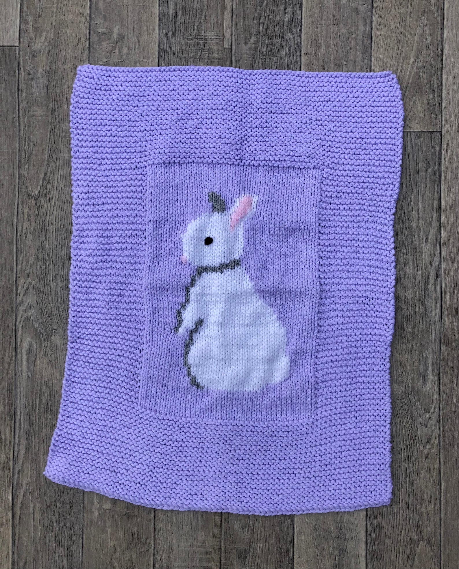 Rabbit baby blanket knitting pattern. | Etsy