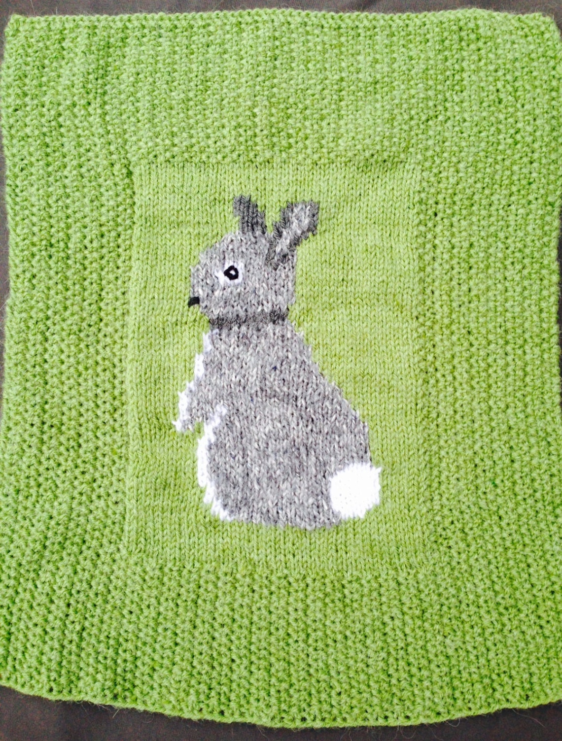 Rabbit baby blanket knitting pattern. | Etsy