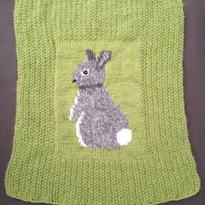 Rabbit baby blanket knitting pattern. | Etsy