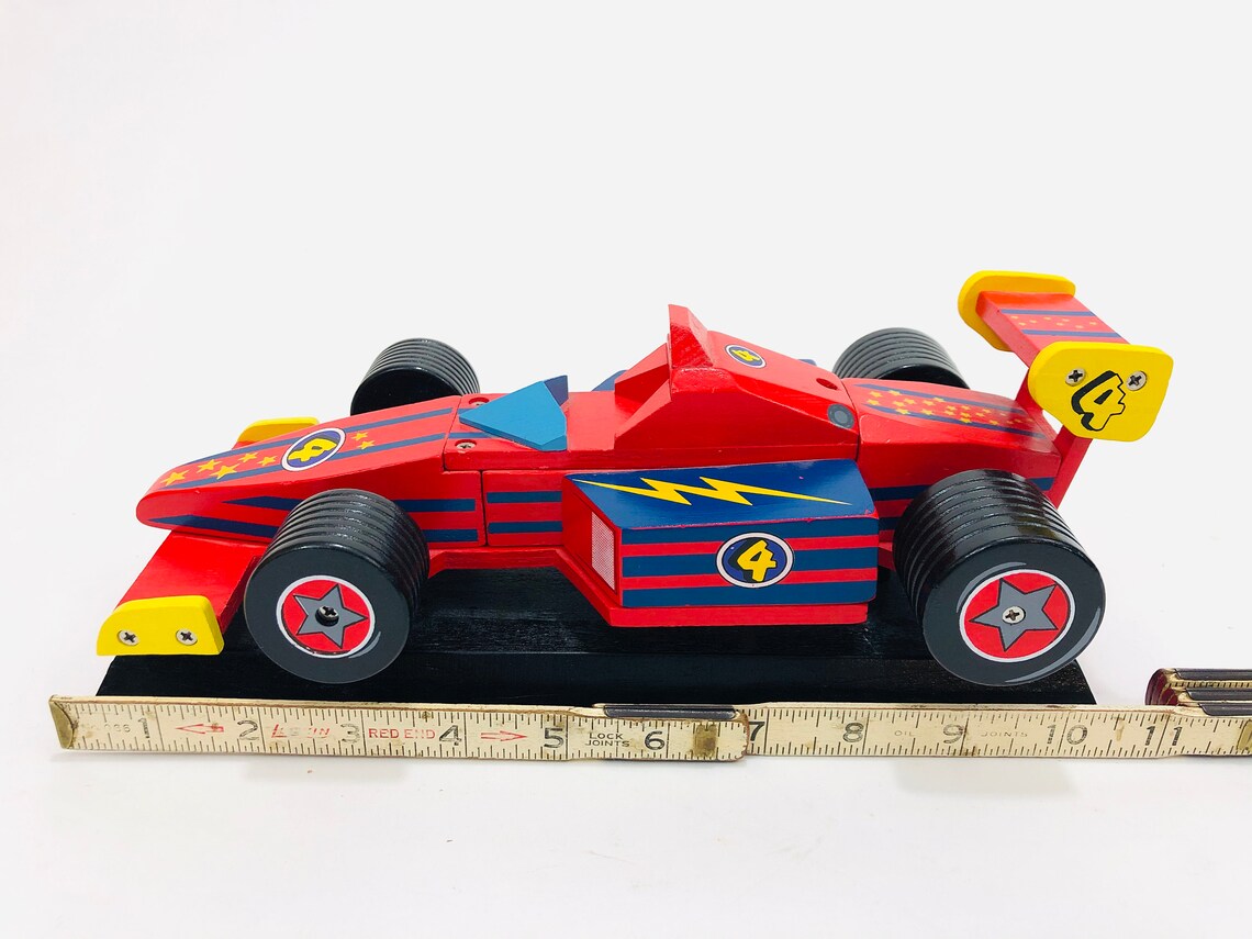 Wood Race Car Wooden Toy Racing Car Multicolor Nursery - Etsy India