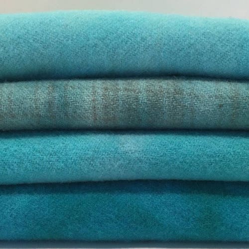 TURQUOISE BLUE Group Hand Dyed and Felted Wool for Rug Hooking - Etsy