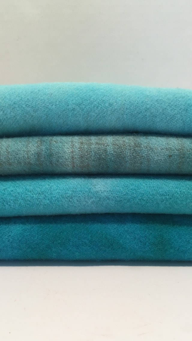 TURQUOISE BLUE Group Hand Dyed and Felted Wool for Rug Hooking - Etsy