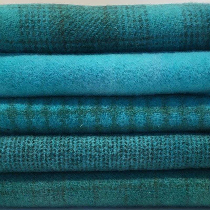 Blue Teal Wool Fabric - Etsy