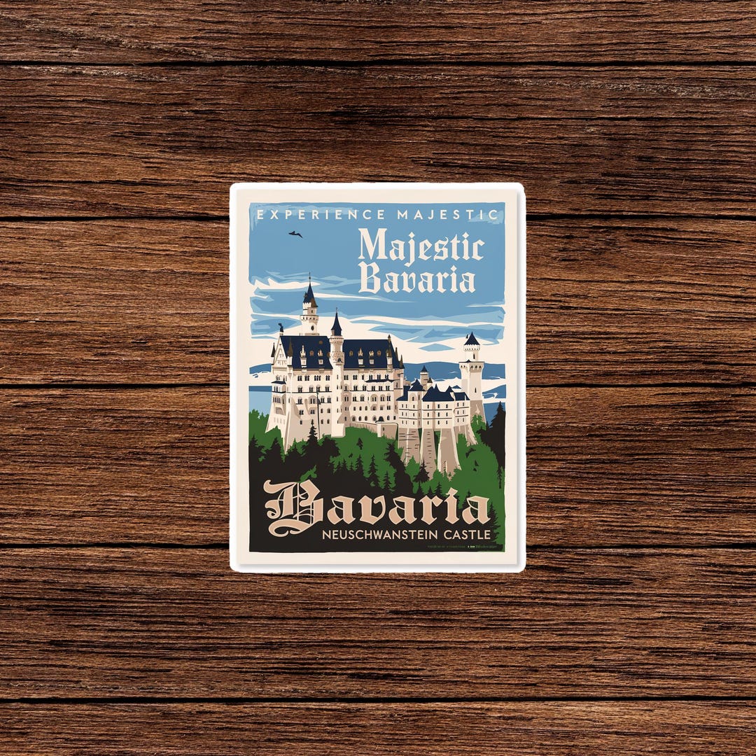 Vintage Majestic Bavaria Neuschwanstein Castle Germany Travel Sticker ...