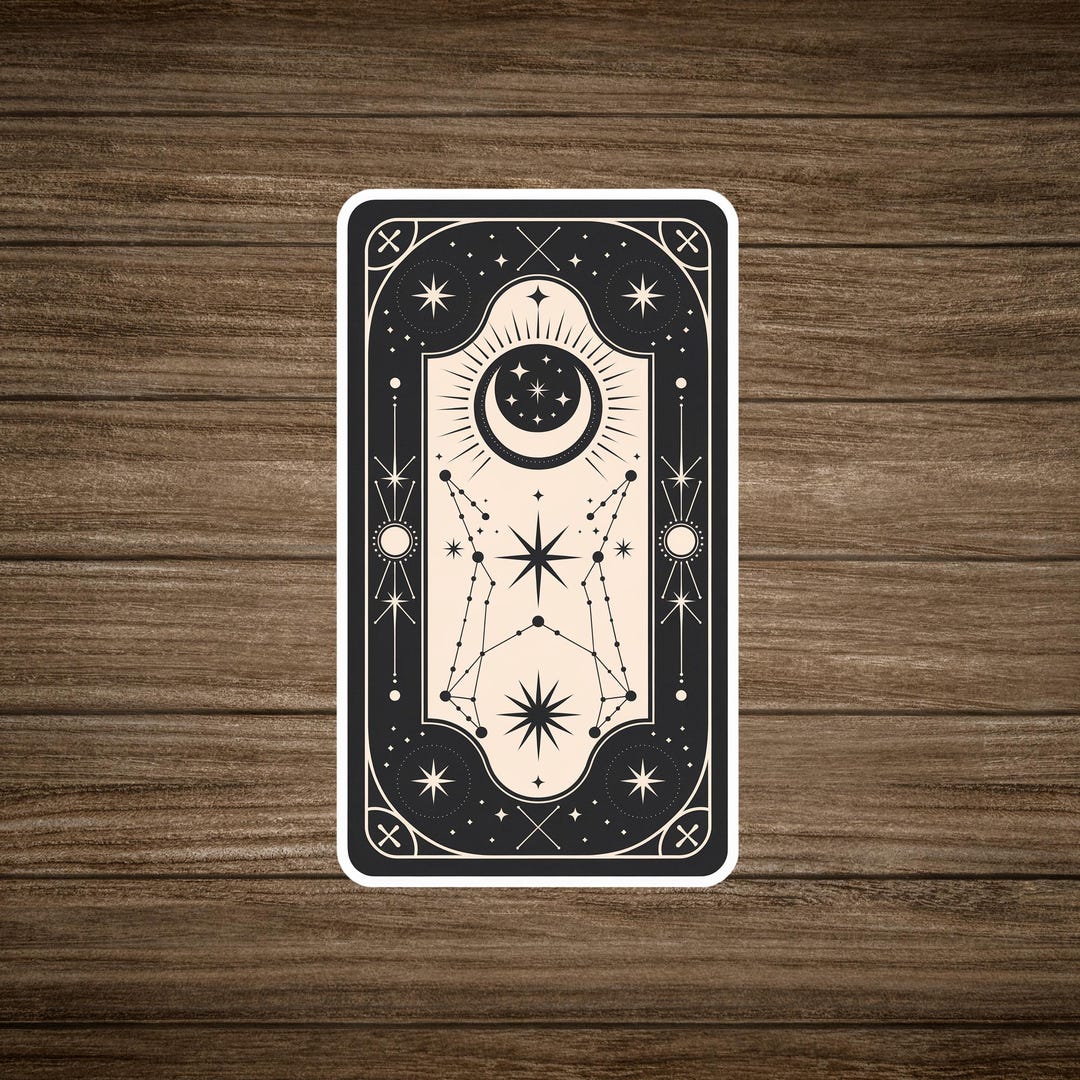 Celestial Tarot Card Sticker Moon and Stars Mystic Decal for Divination ...
