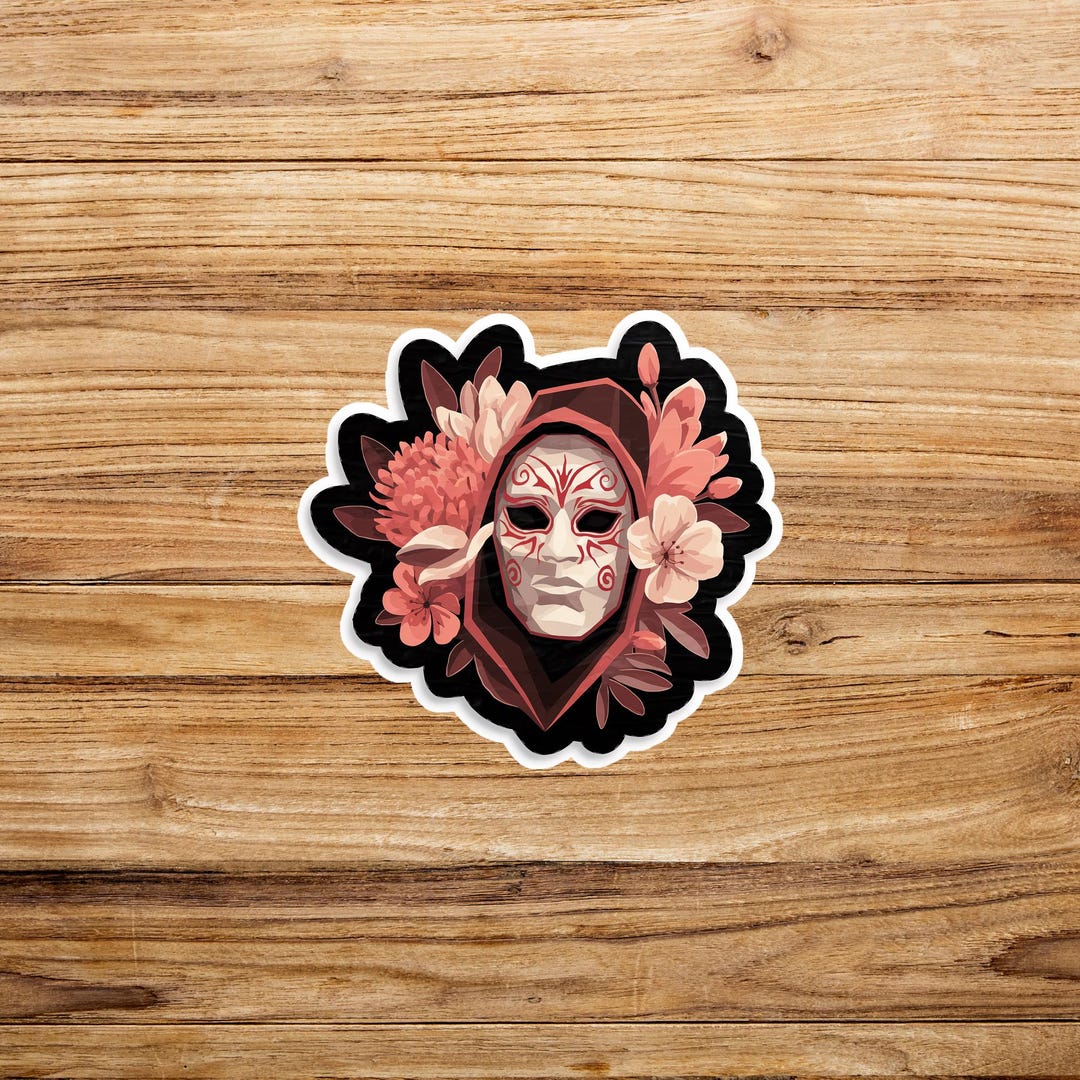 Venetian Mask Floral Sticker Masquerade Ball Decal for Laptops ...