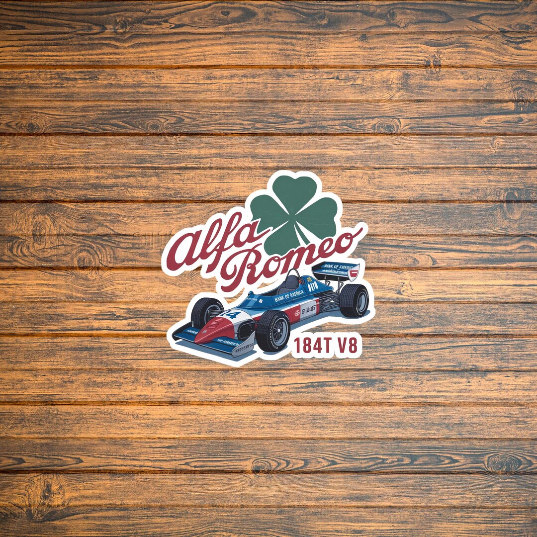 Vintage Alfa Romeo 184T V8 Formula 1 Racing Car Sticker Retro F1 Decal ...