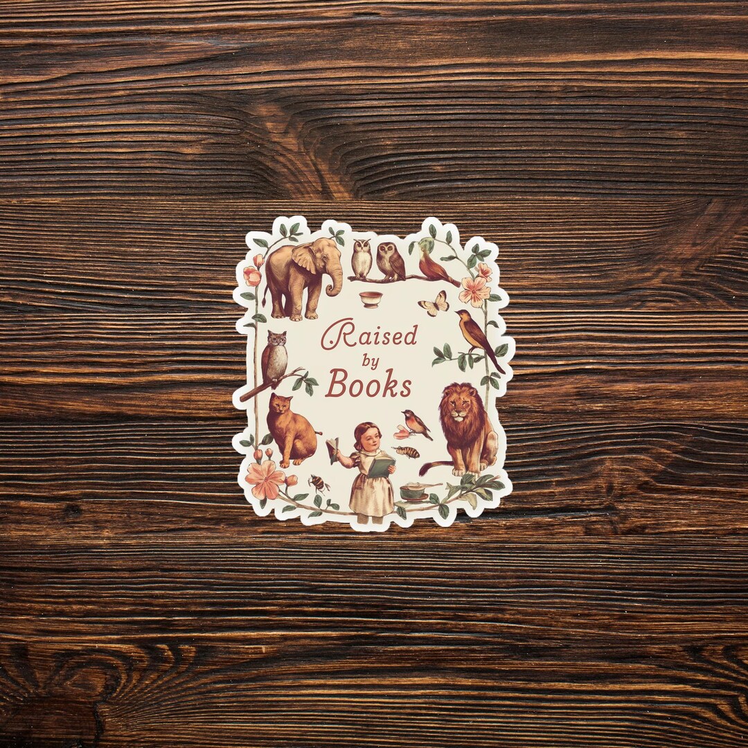 Vintage Storybook Sticker Raised by Books, Girl Reading to Animals 2566 ...