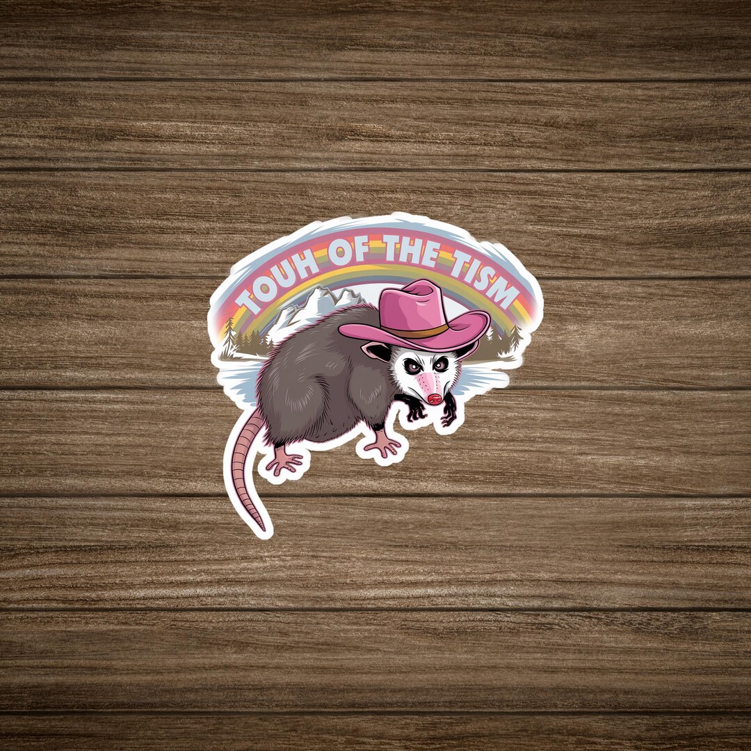 Funny Possum Sticker Touh of the Tism Hat Rainbow Vinyl Decal Animal ...