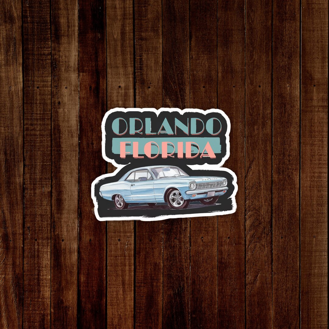 Vintage Orlando Florida Muscle Car Sticker Classic 1960s Ford Fairlane ...