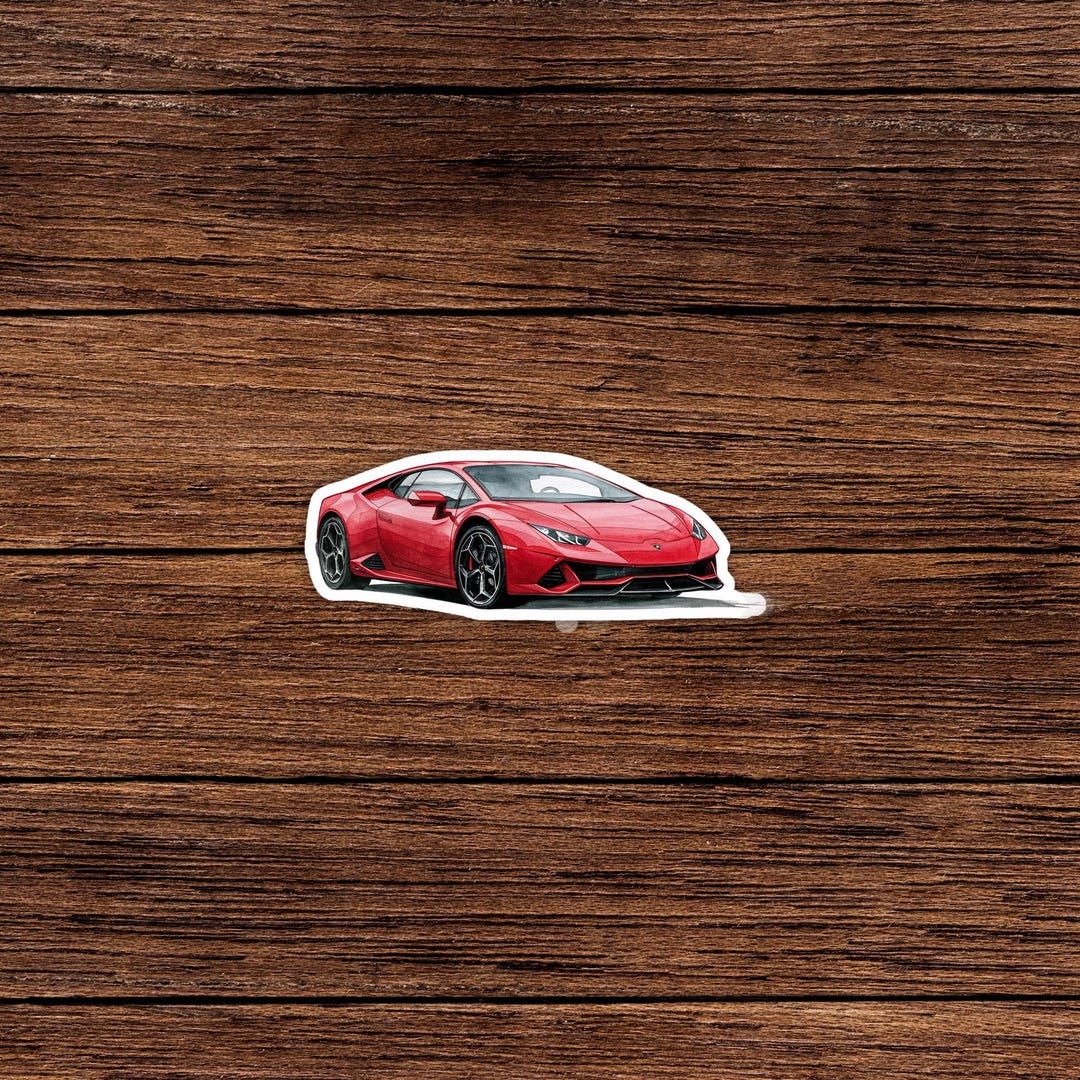 Red Lamborghini Huracan EVO Sports Car Sticker Exotic Automotive Wall ...