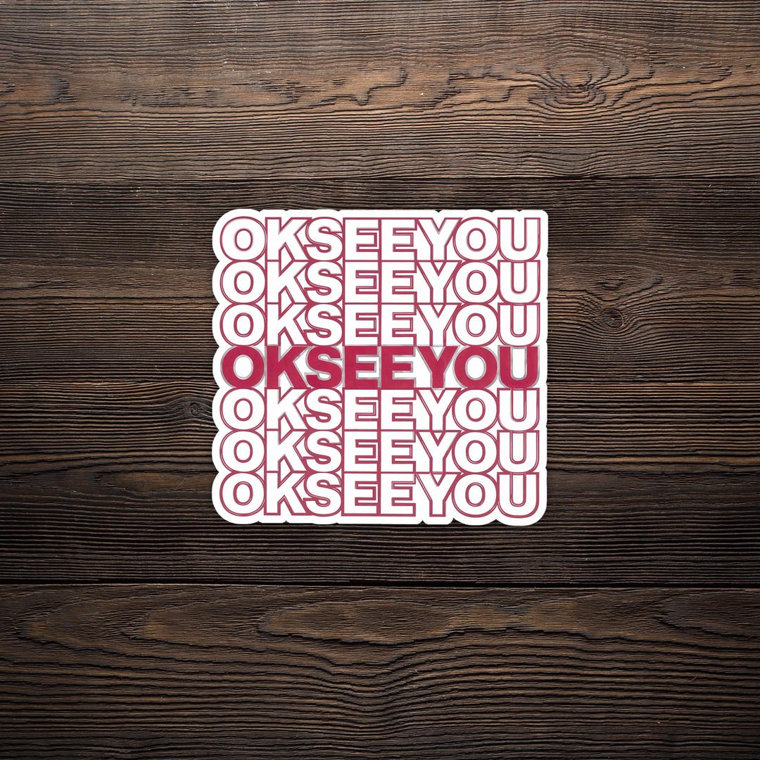 Retro OK SEE YOU Typography Sticker Quirky 70s Inspired Red & White ...