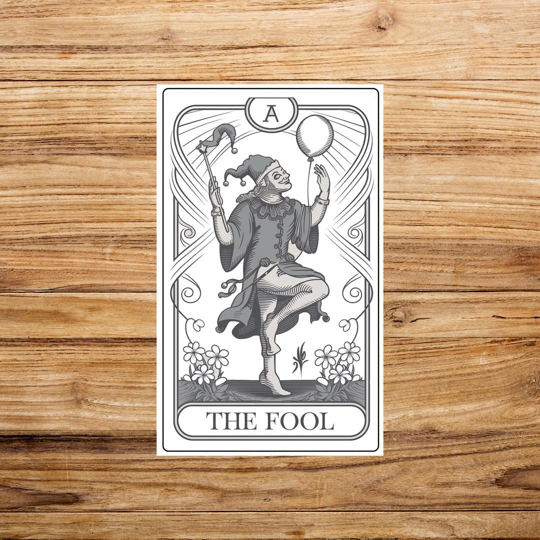 Vintage Tarot Card Sticker the Fool Jester Medieval Engraving Style ...