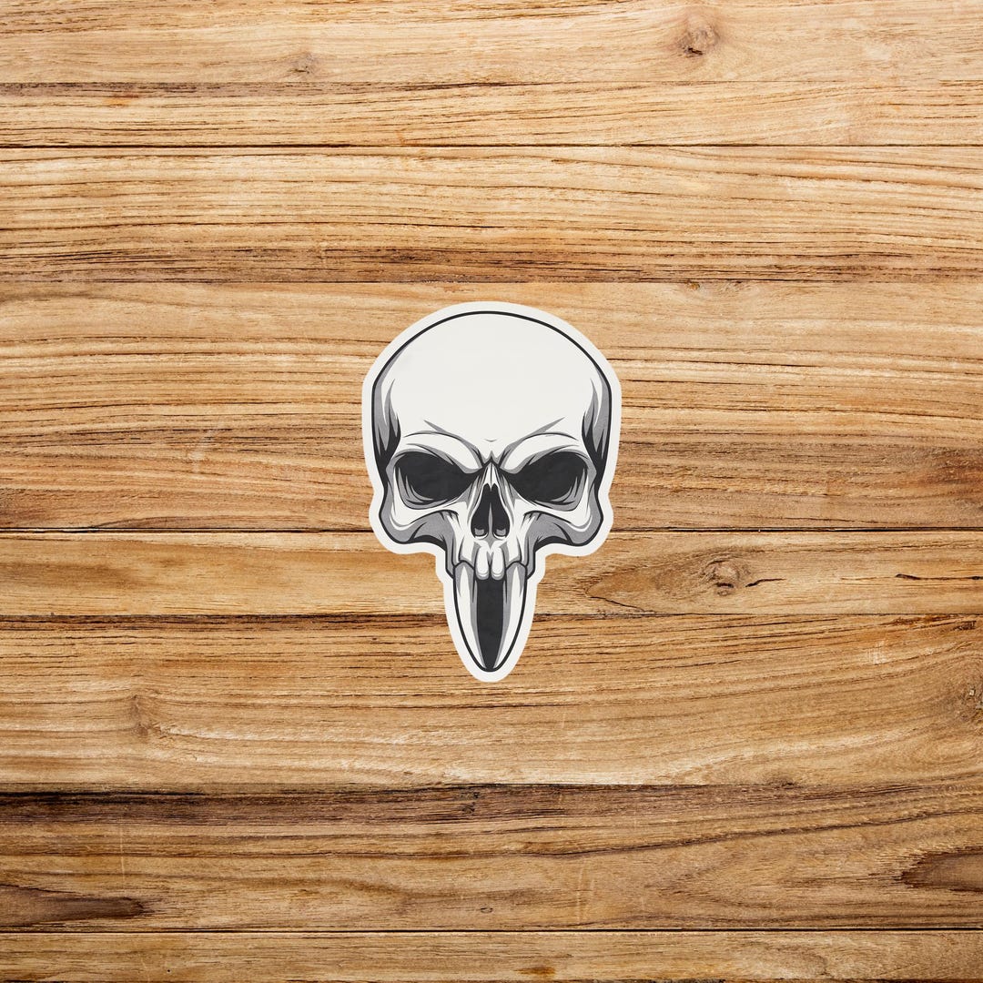 Menacing Skull Sticker Intimidating Monochrome Vinyl Decal for Edgy ...
