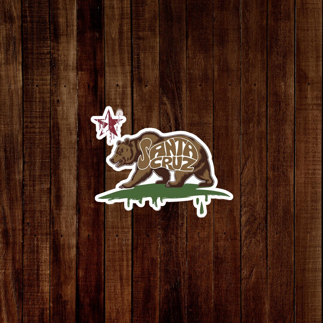 Santa Cruz California Bear Sticker Grizzly Bear Graphic Decal for ...