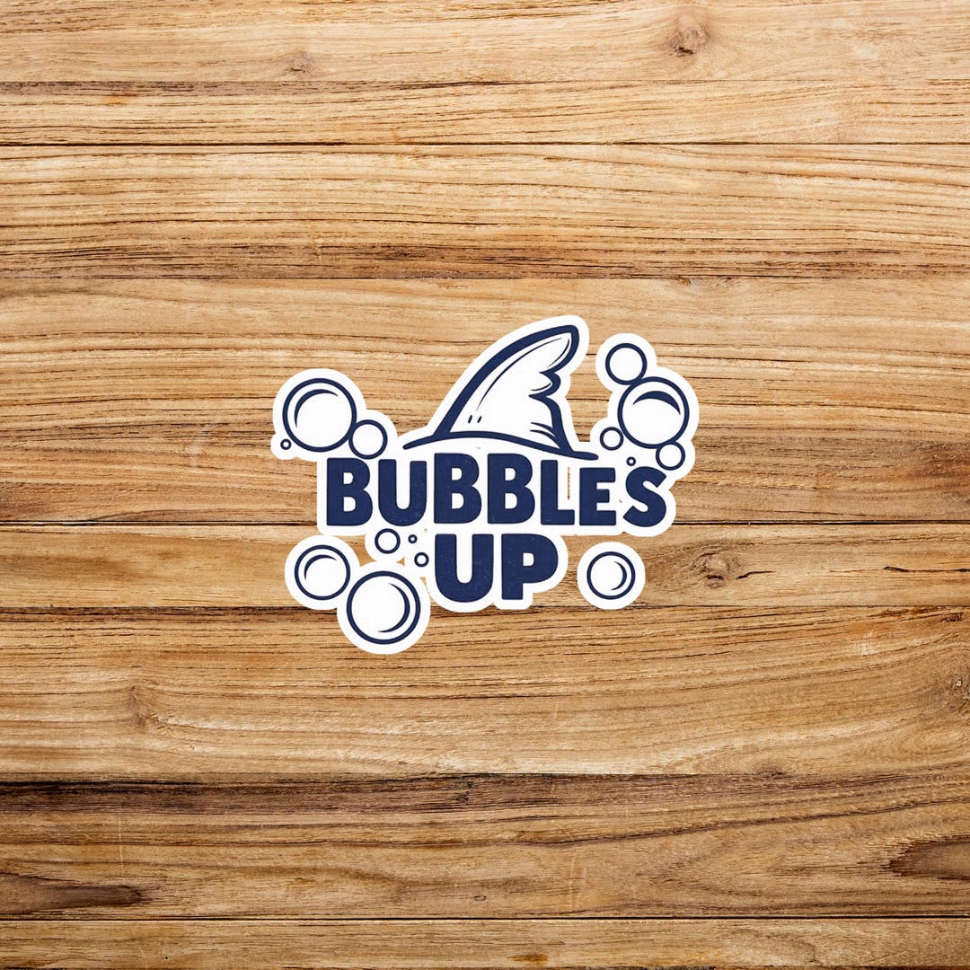 Bubbles up Shark Fin Sticker Fun Bubbly Ocean Pun Decal for Laptops ...