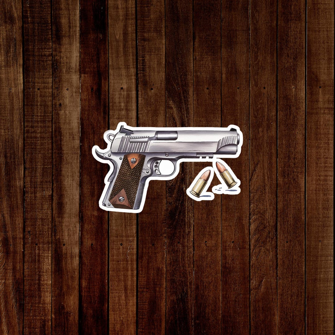 Vintage Pistol Sticker Realistic 1911 Handgun Firearm Decal for Gun ...