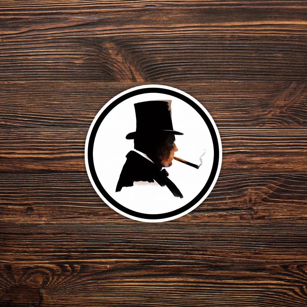 Vintage Silhouette Man Smoking Cigar Sticker Classy Top Hat Gentleman ...