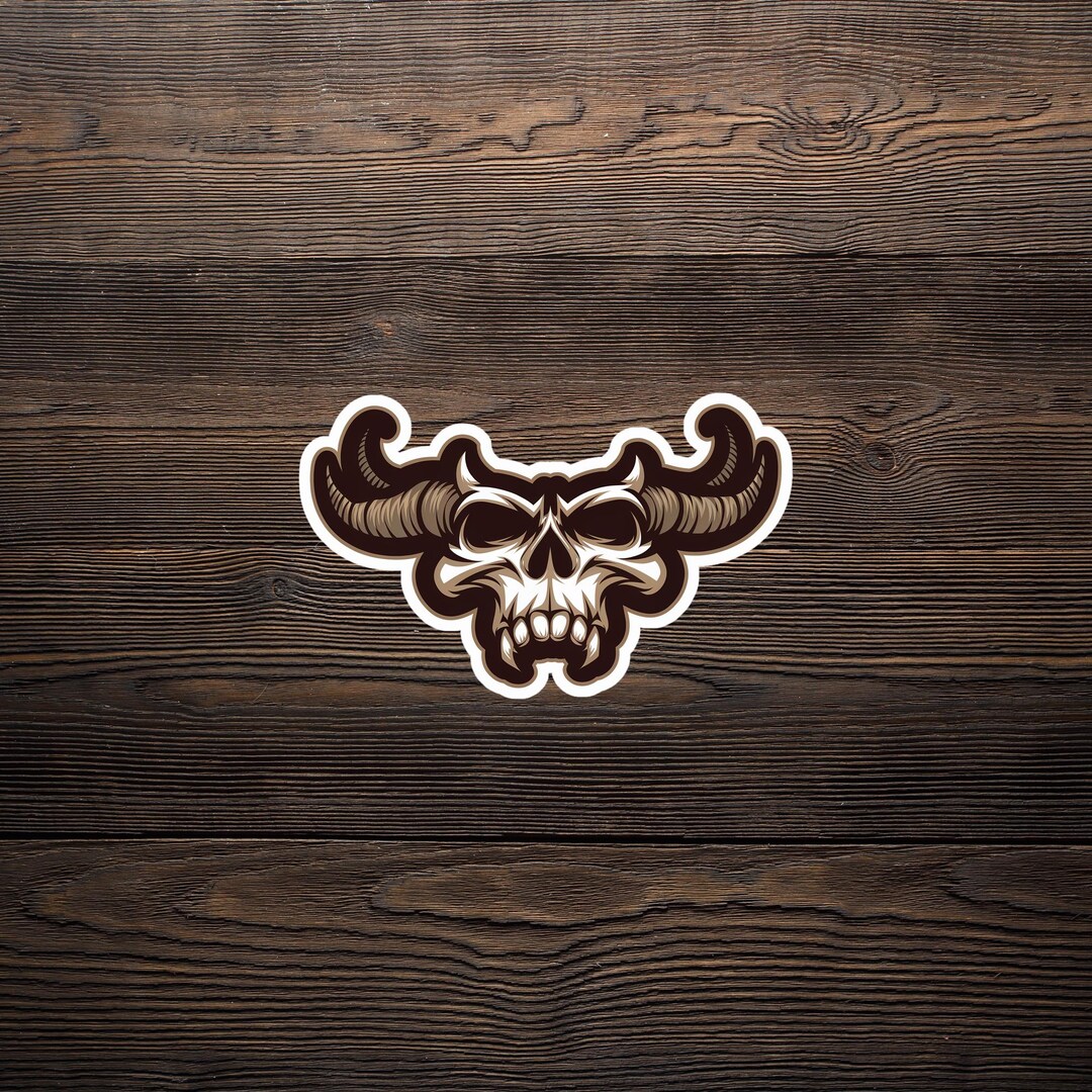 Demonic Horned Skull Sticker Evil Gothic Decal for Cars, Laptops ...