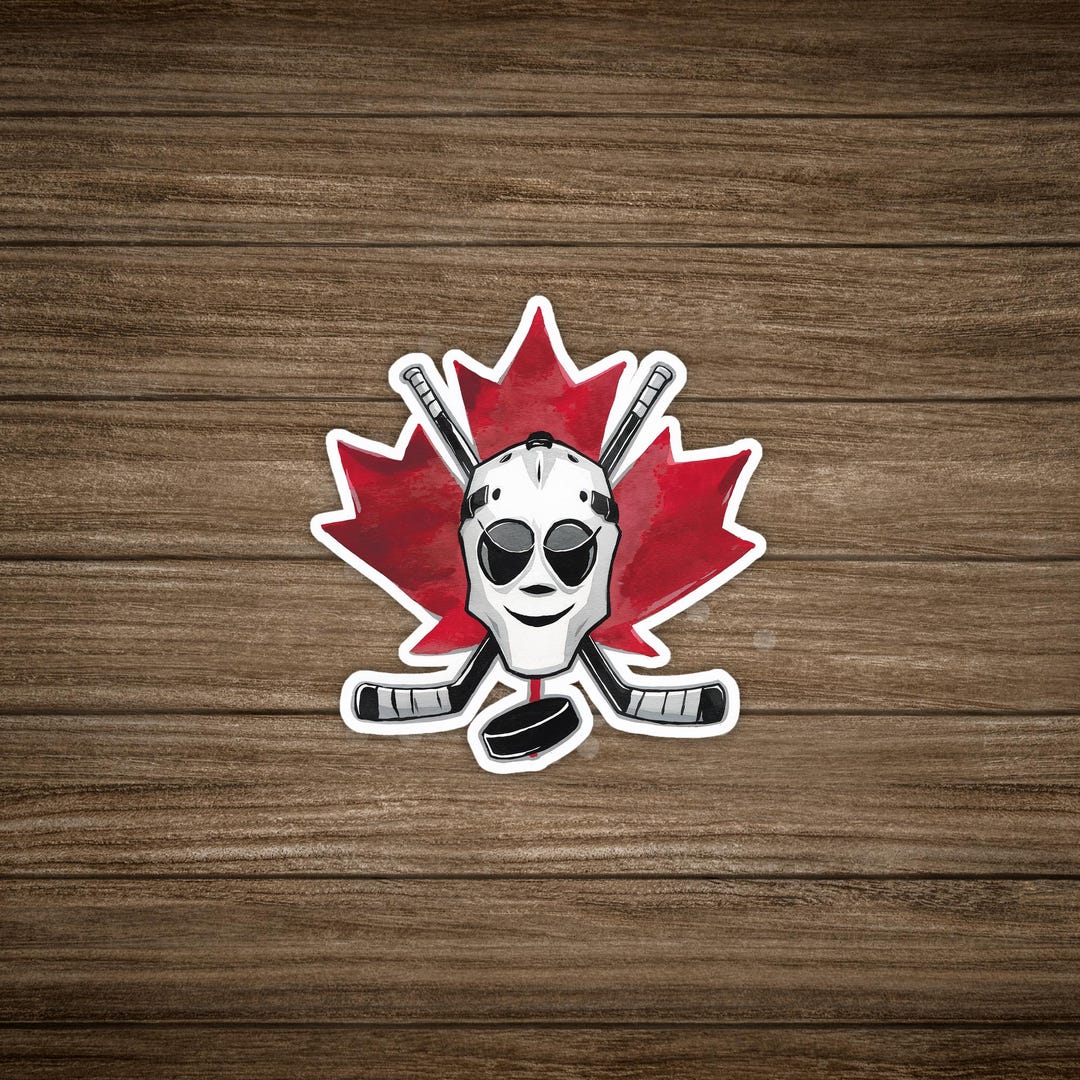 Hockey Goalie Mask Canada Maple Leaf Sticker Funny Sports Fan Decal ...