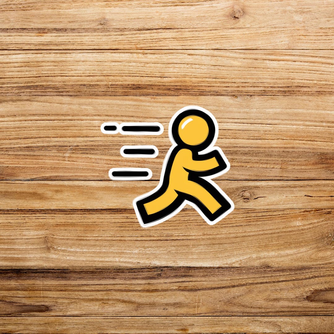 AOL Instant Messenger Running Man Logo Sticker Retro 90s Nostalgia ...